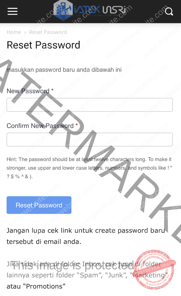 Cara Reset Password di Website IATEK UNSRI | IATEK UNSRI