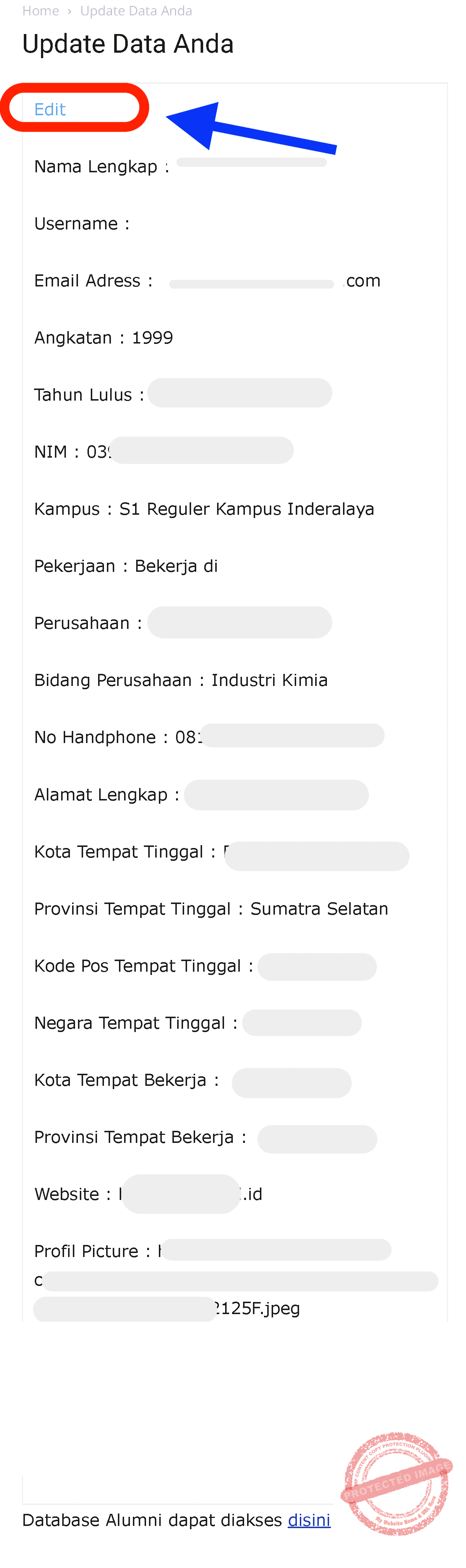 Cara Update Data di Website IATEK UNSRI - IATEK UNSRI